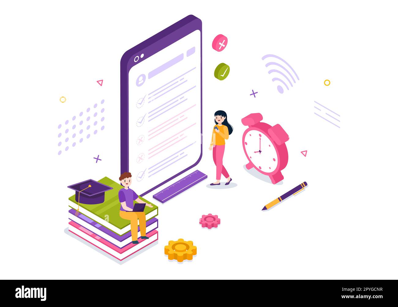 Examination Paper Illustration with Online Exam, Form, Papers Answers ...