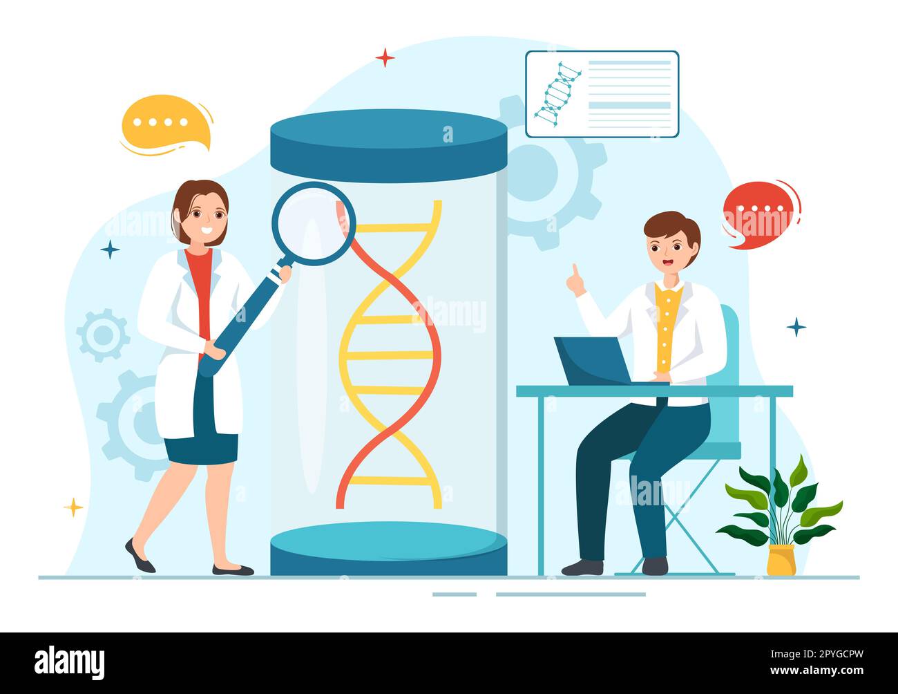 Genetic Engineering and DNA Modifications Illustration with Genetics ...