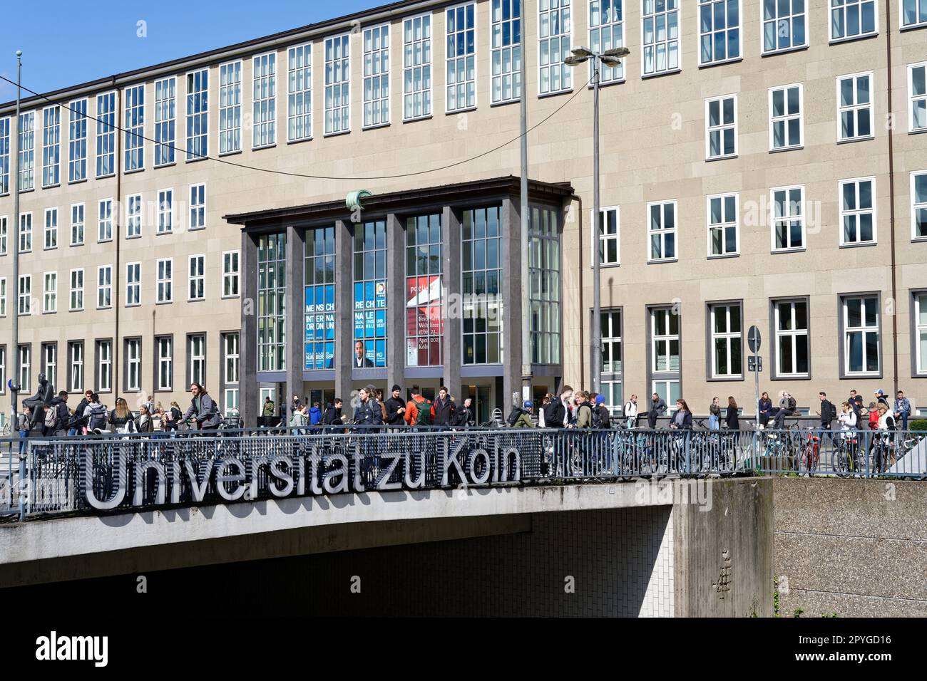 Cologne, Germany, April 25 2023: students in front of the main entrance ...