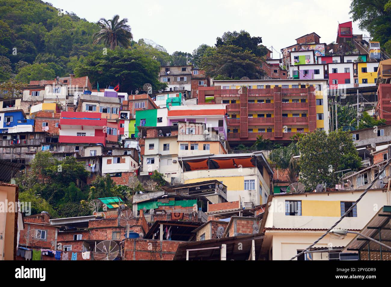 The Rocinha favela. slums on a mountainside in Rio de Janeiro, Brazil ...