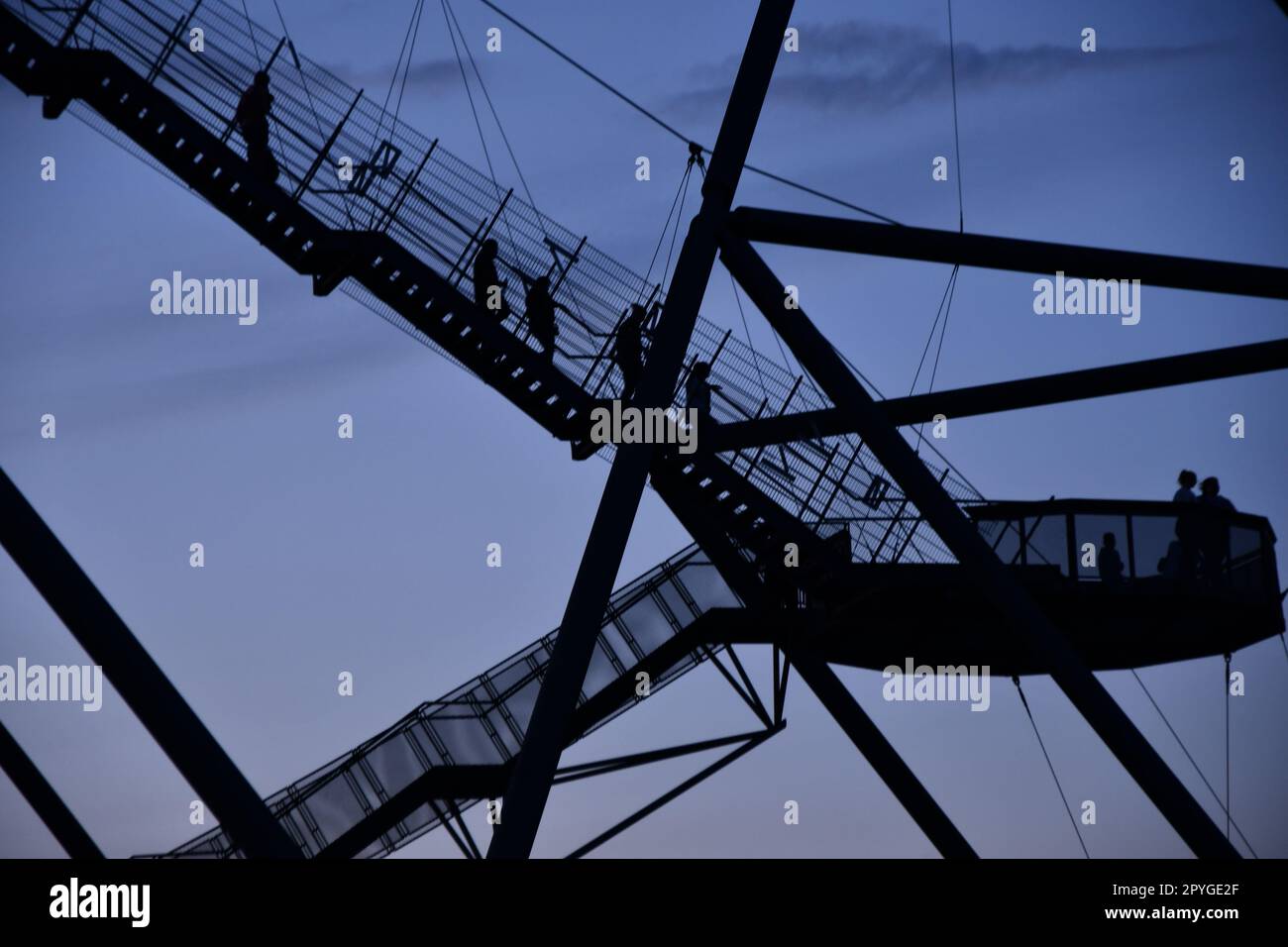 Steps and shadows of the viewing platform Tetraeder in Bottrop, Germany ...