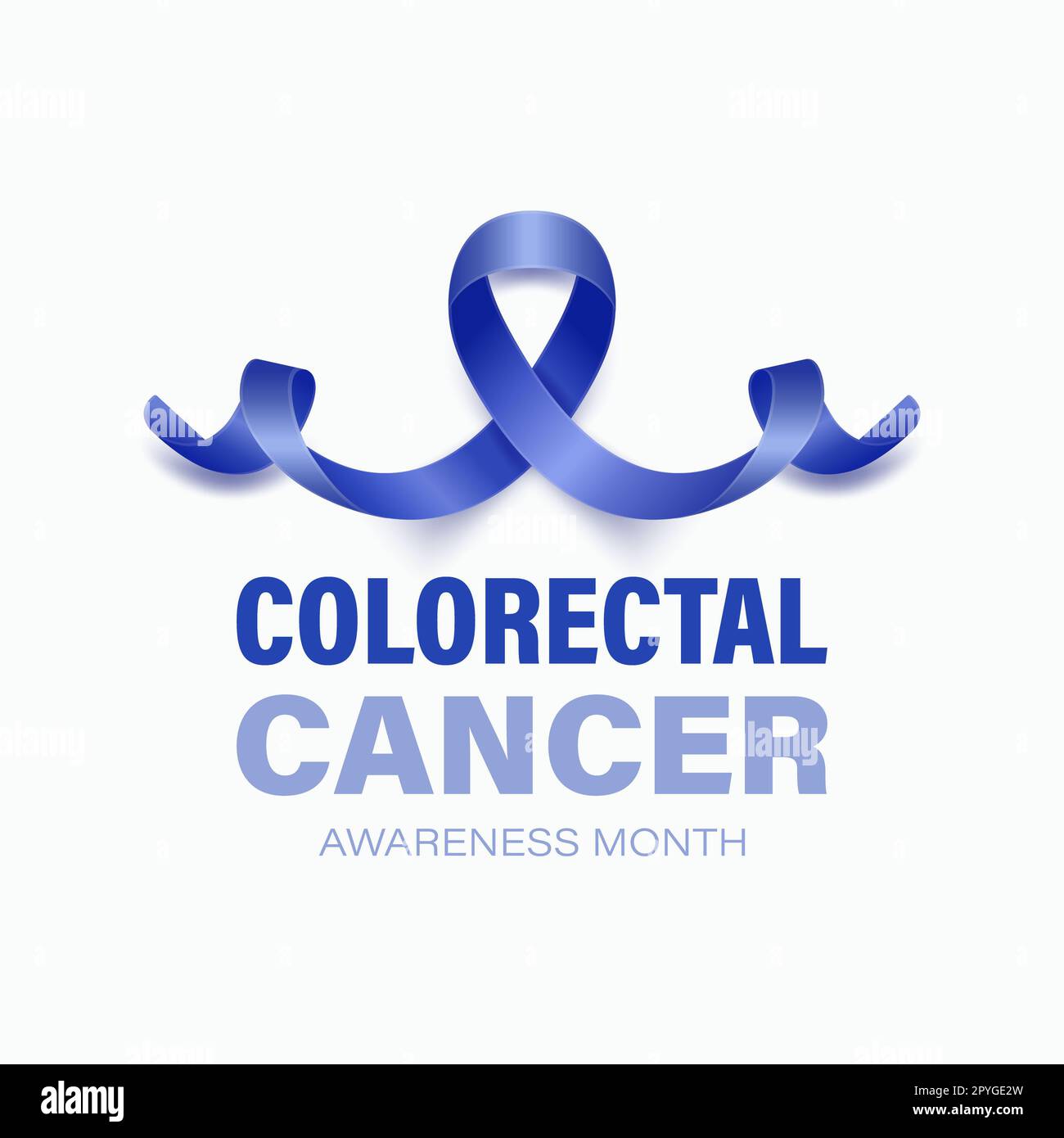 Colorectal Cancer Banner Card Placard With Vector 3d Realistic Dark Blue Ribbon On White