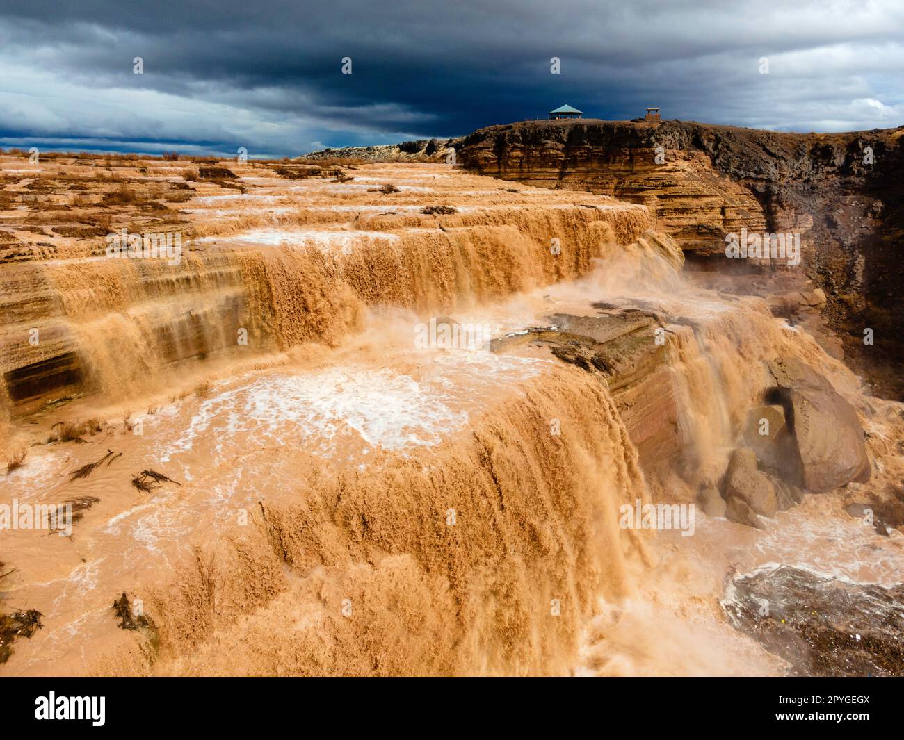 Aerial photograph of the Grand Falls of the Little Colorado River ...
