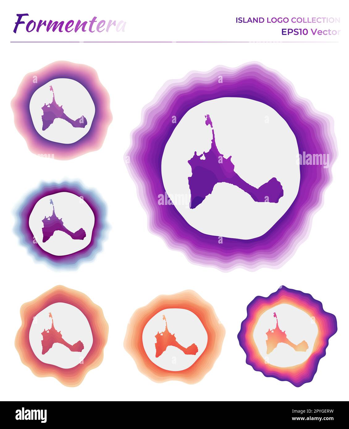 Formentera logo collection. Colorful badge of the island. Layers around ...