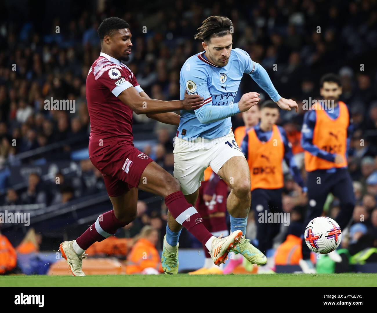 Manchester, UK. 3rd May, 2023. Ben Johnson of West Ham United brings ...