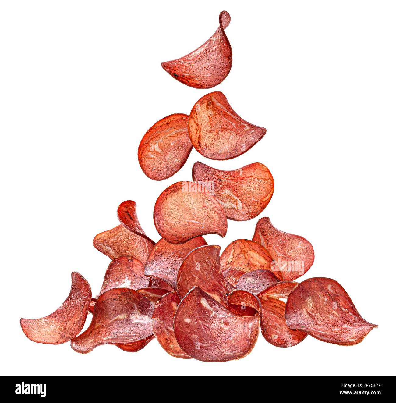 Meat chips isolated on white background with clipping path Stock Photo ...