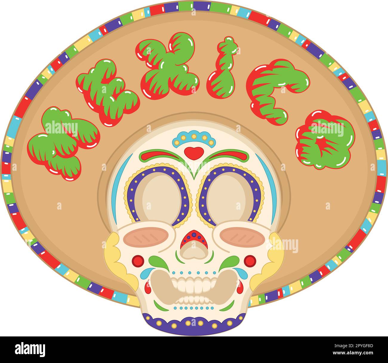 Isoalted traditional mexican skull cartoon Vector Stock Vector Image ...