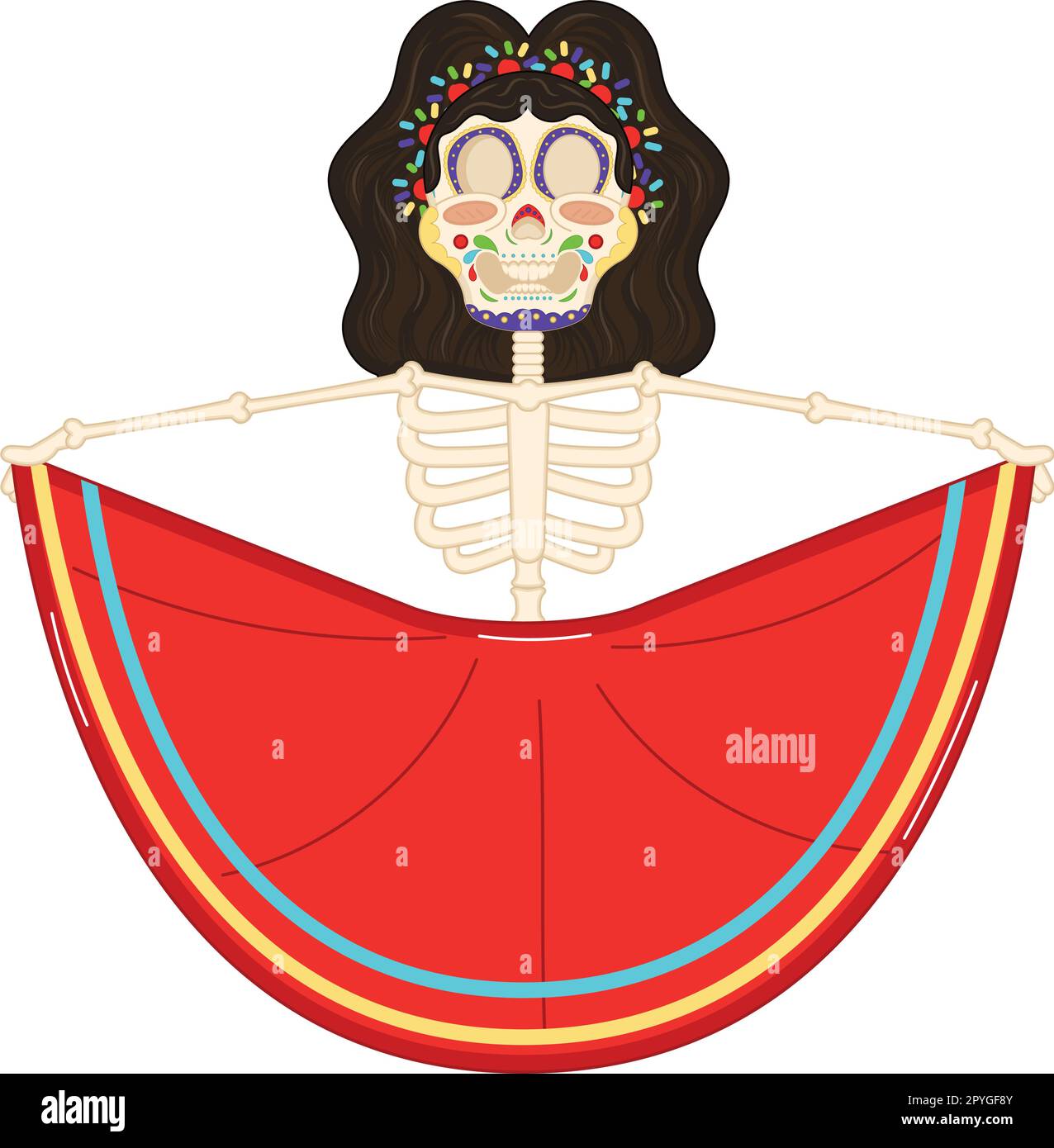 Isolated cute mexican catrina cartoon kawaii Vector Stock Vector Image ...