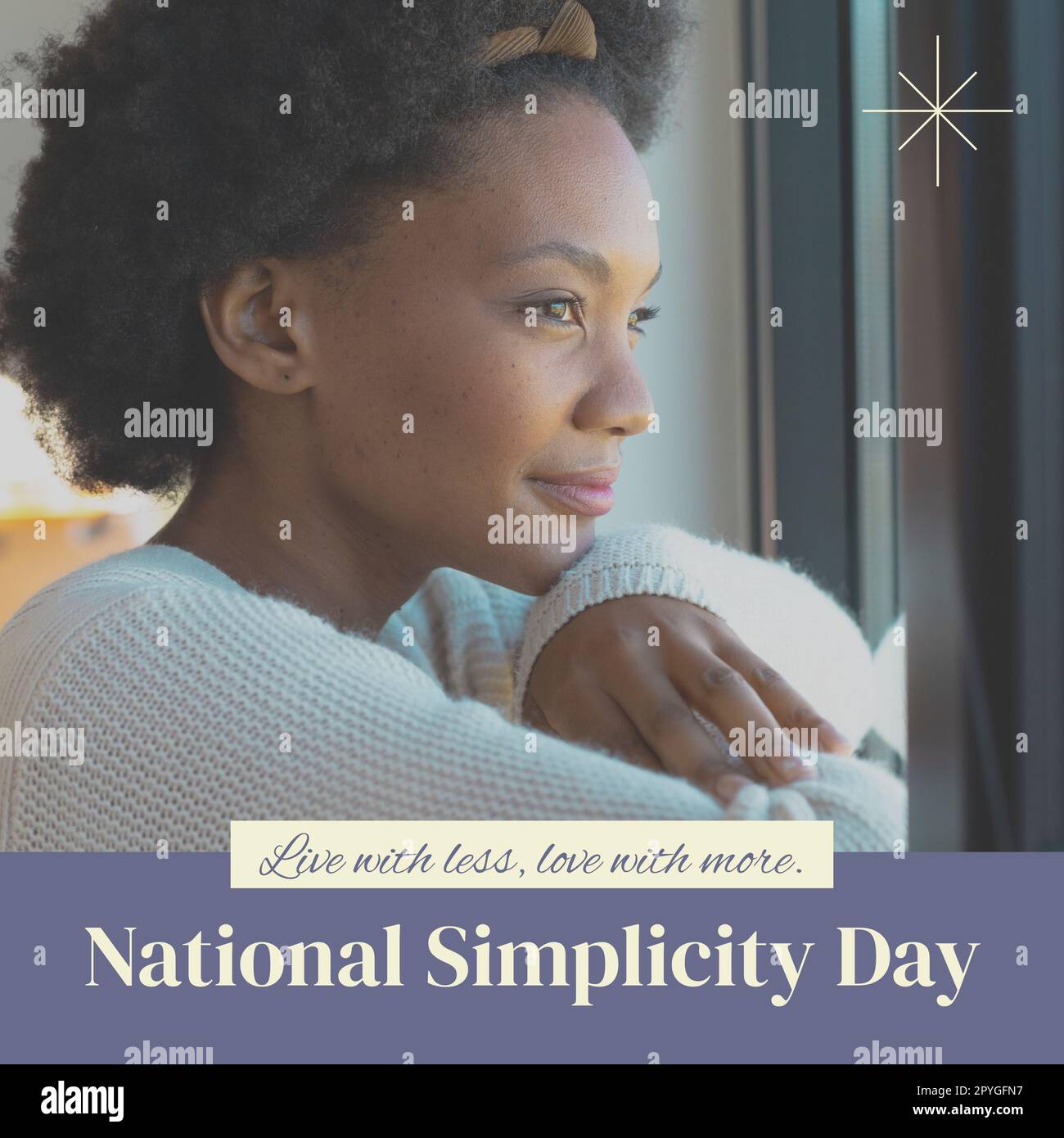 Composition of national simplicity day text over african american woman ...