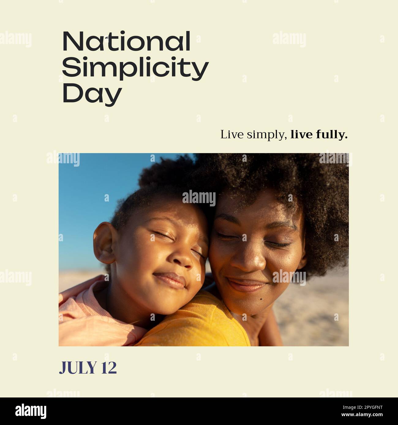 Composition of national simplicity day text over african american woman ...