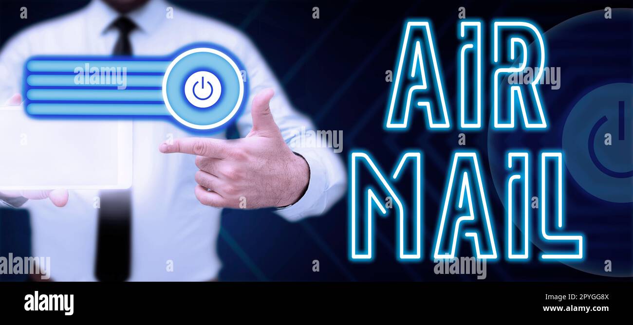 Text showing inspiration Air Mail. Concept meaning the bags of letters ...