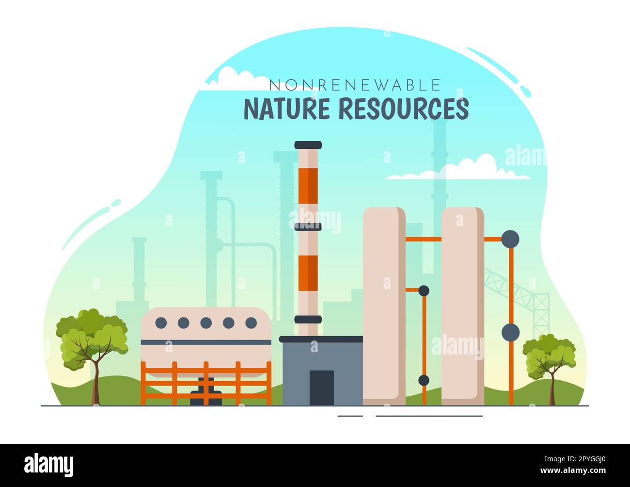 Non Renewable Sources of Energy Illustration with Nuclear, Petroleum ...