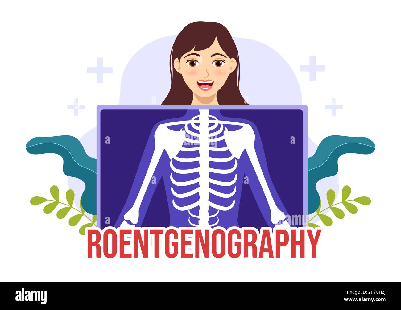 Roentgenography Illustration with Fluorography Body Checkup Procedure ...