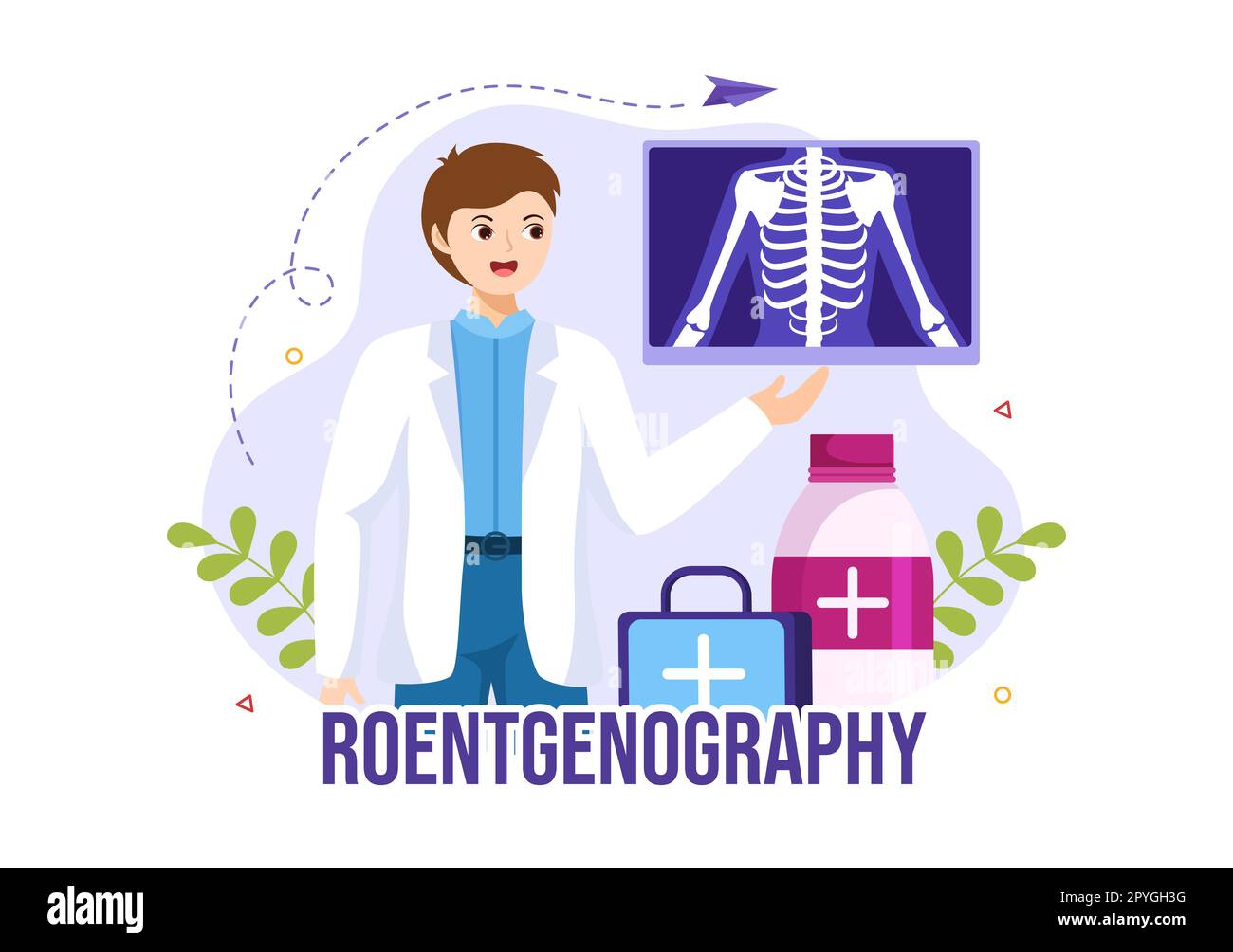Roentgenography Illustration with Fluorography Body Checkup Procedure ...
