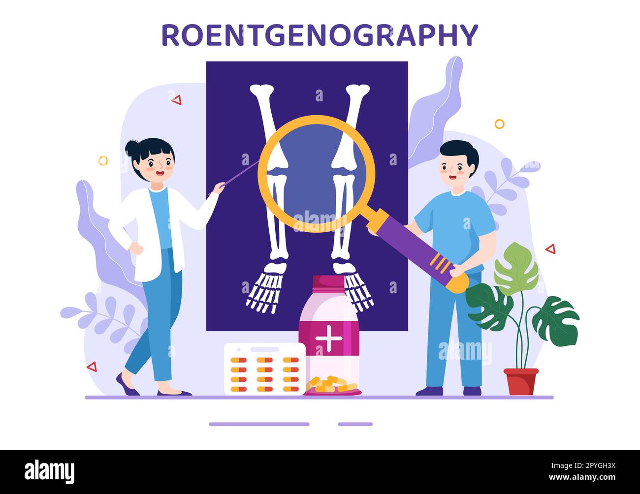Roentgenography Illustration with Fluorography Body Checkup Procedure ...