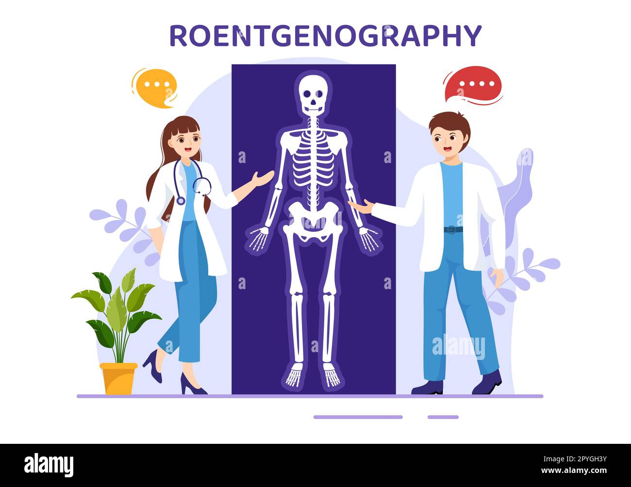 Roentgenography Illustration with Fluorography Body Checkup Procedure ...