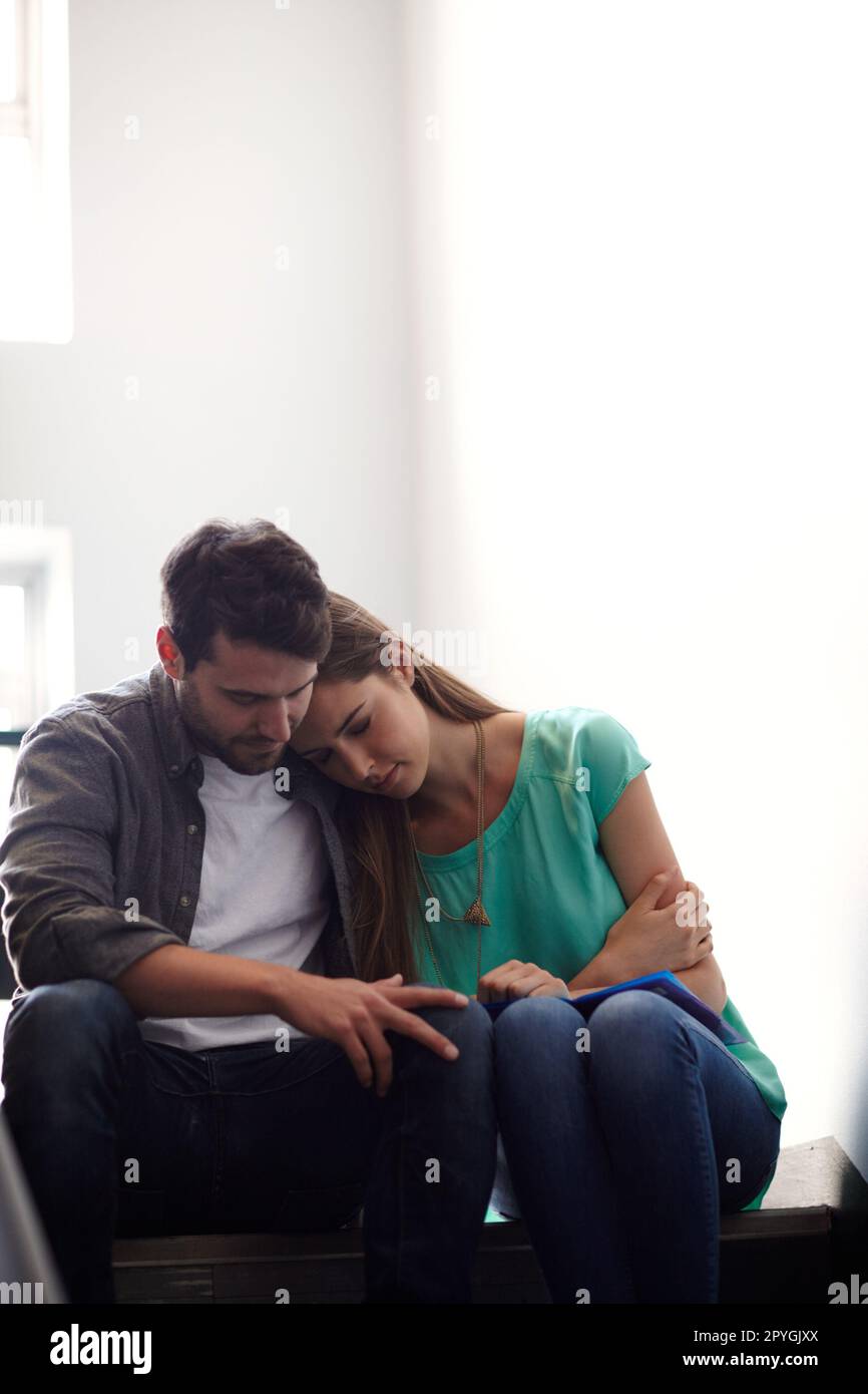 There when she needs a shoulder to cry on. a man comforting a ...