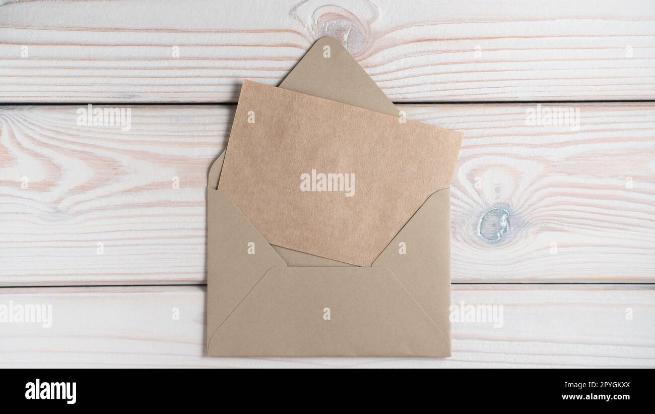 Top view of blank empty brown recycled craft paper folded in open craft ...