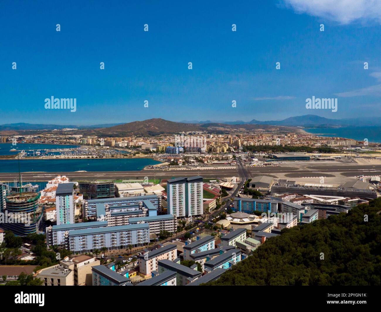 Aerial view of the Gibraltar city and harbor Stock Photo - Alamy