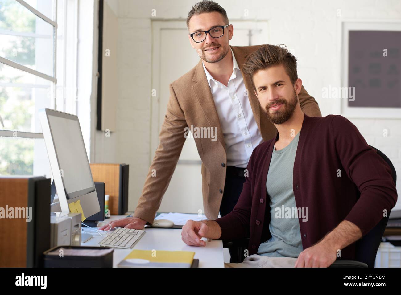 Lets talk creative planning. Portrait of two male designers looking ...