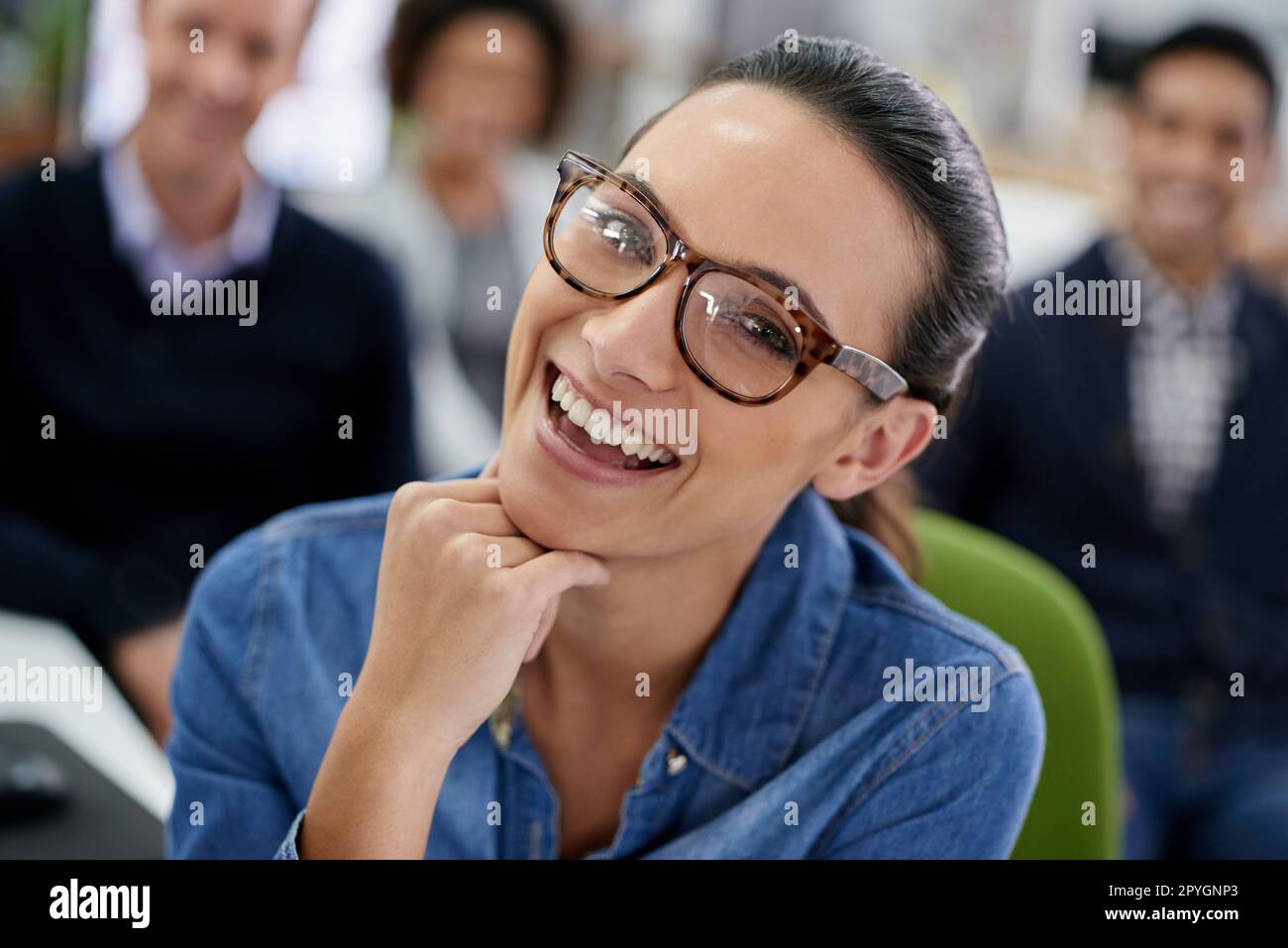 Life in the creative corporate world works for me. Cropped portrait of ...