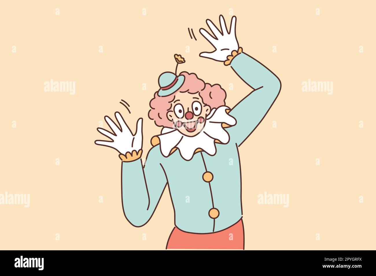 Funny clown in costume make performance in circus. Smiling male clown ...