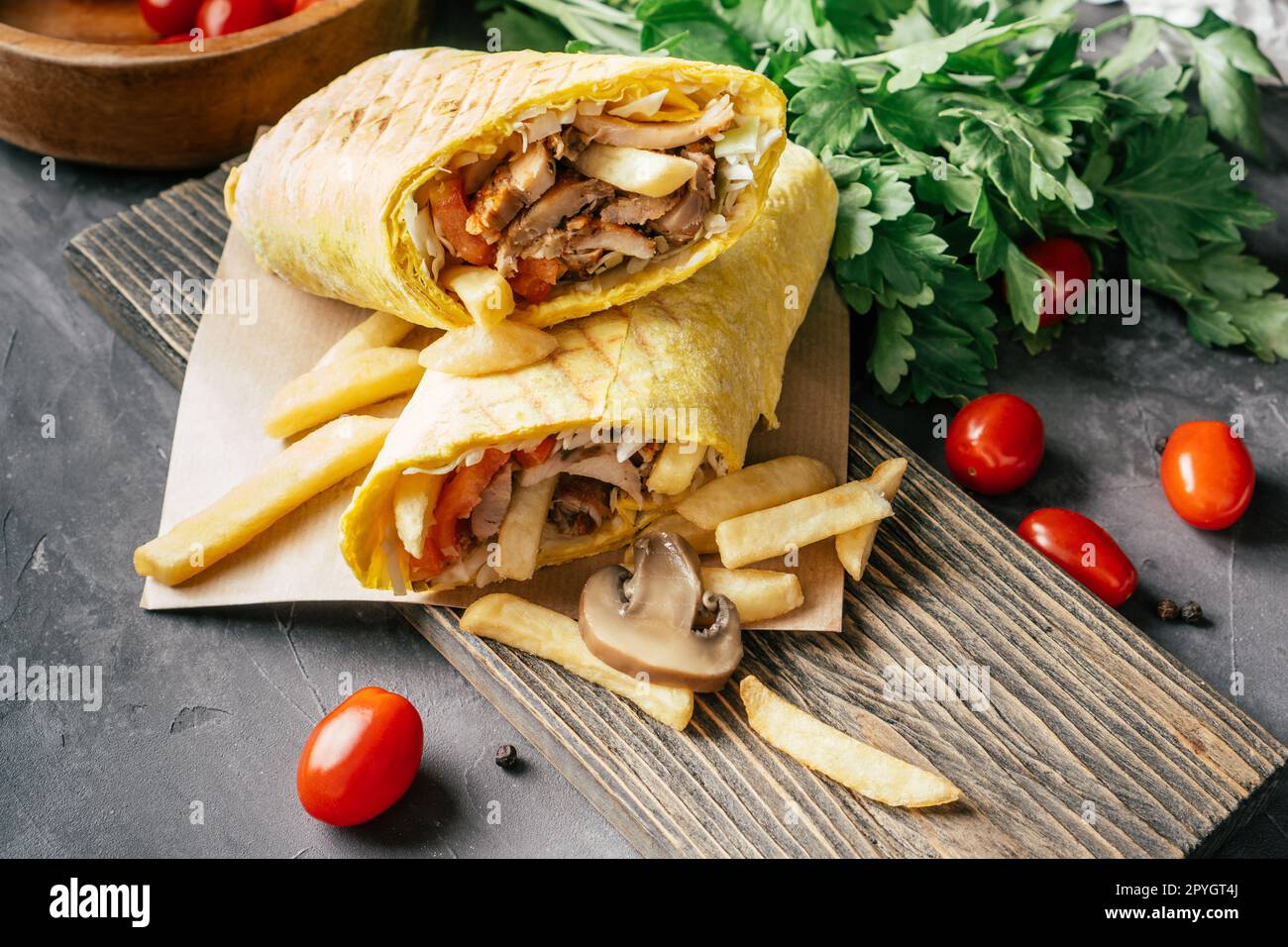 Mushroom shawarma barbecue hi-res stock photography and images - Alamy
