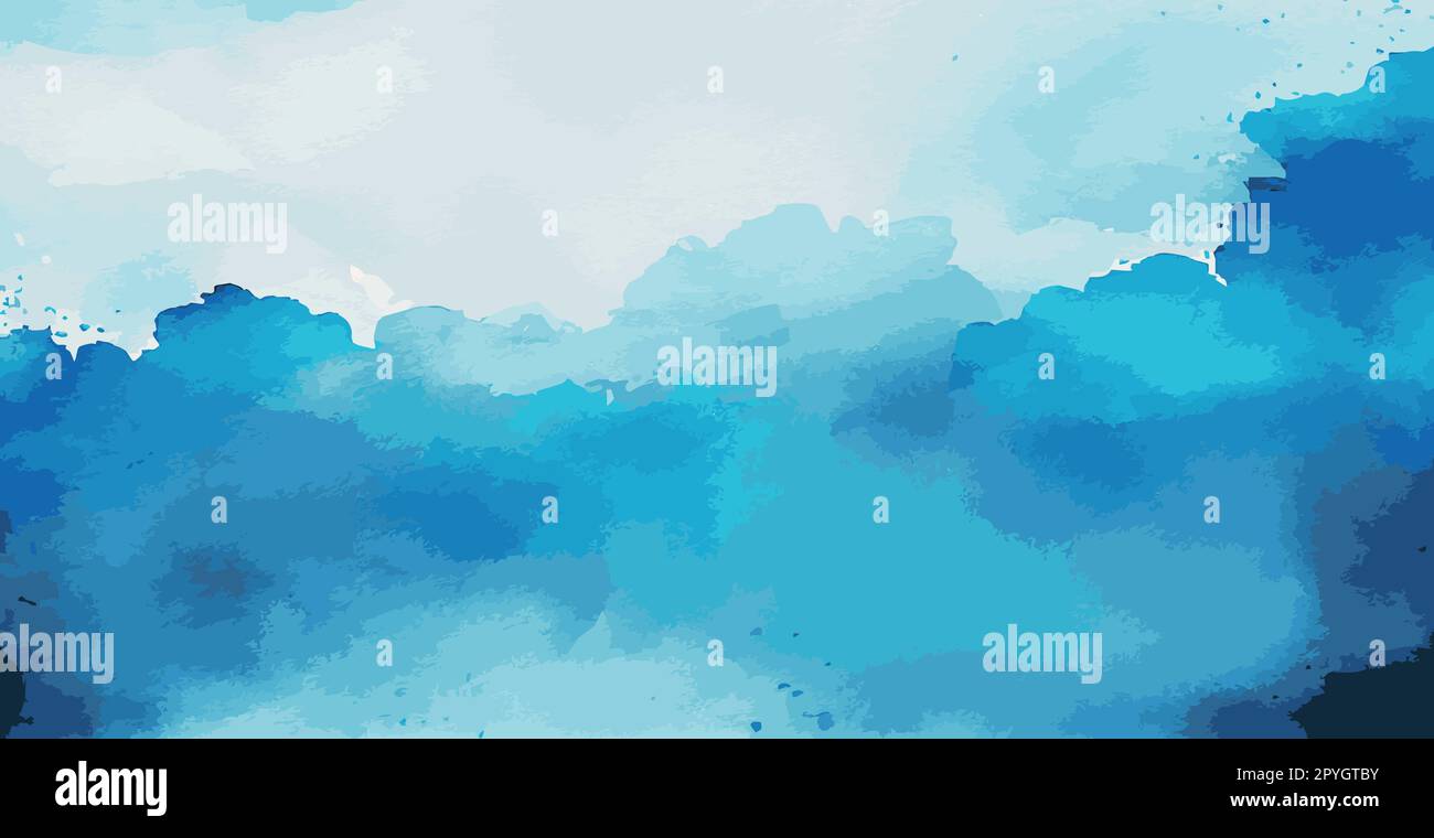 Realistic blue watercolor panoramic texture background - Vector Stock ...