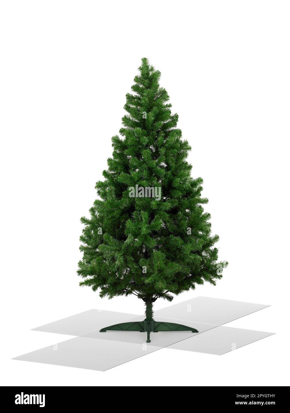 Real Christmas tree on box isolated on white background Stock Photo - Alamy
