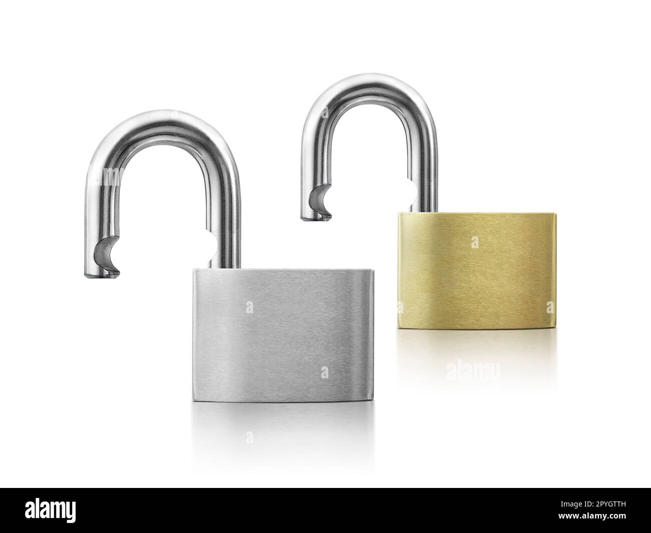 An unlocked lock on white background Stock Photo - Alamy