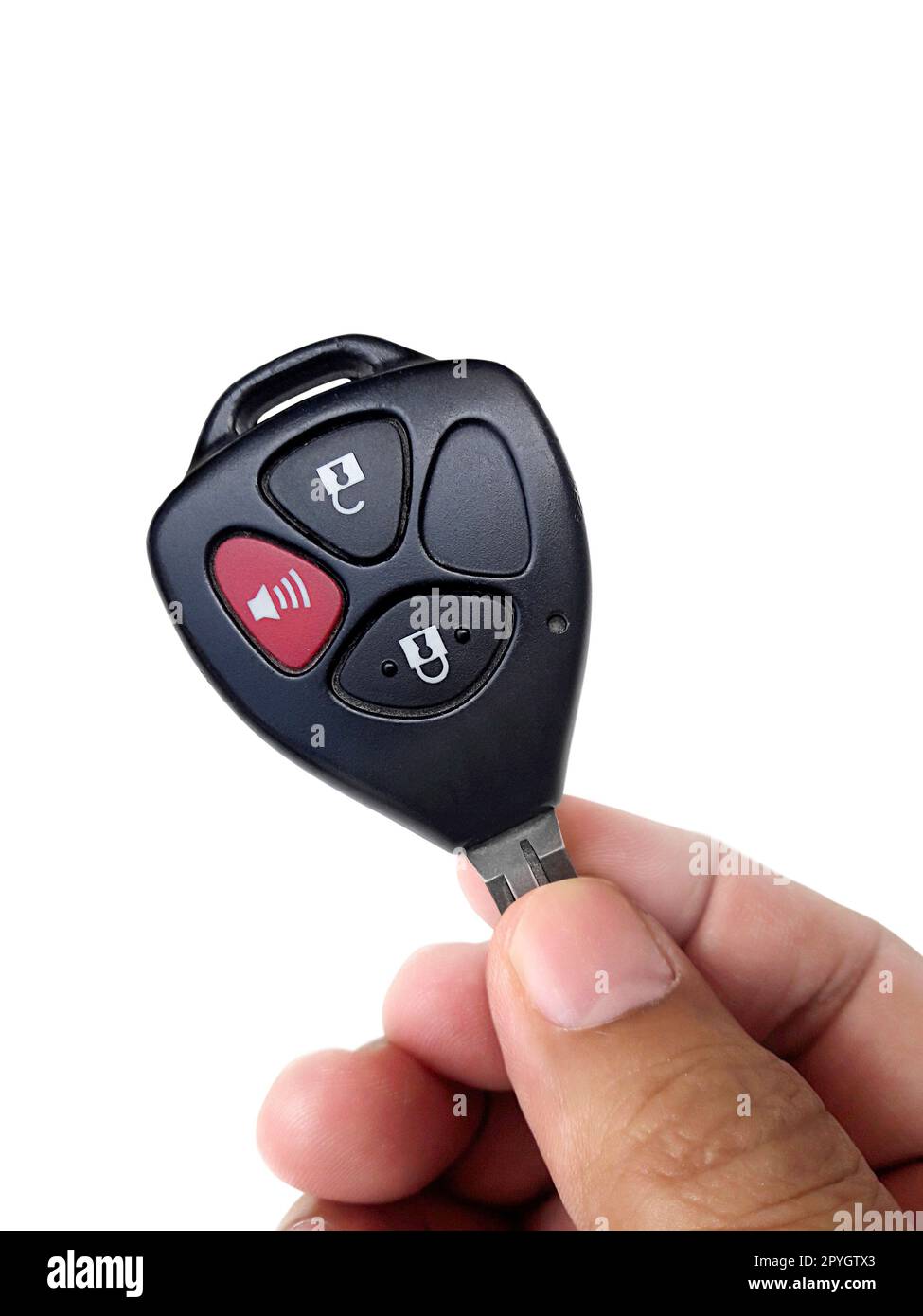 Hand holding the car key Isolated on white background Stock Photo - Alamy