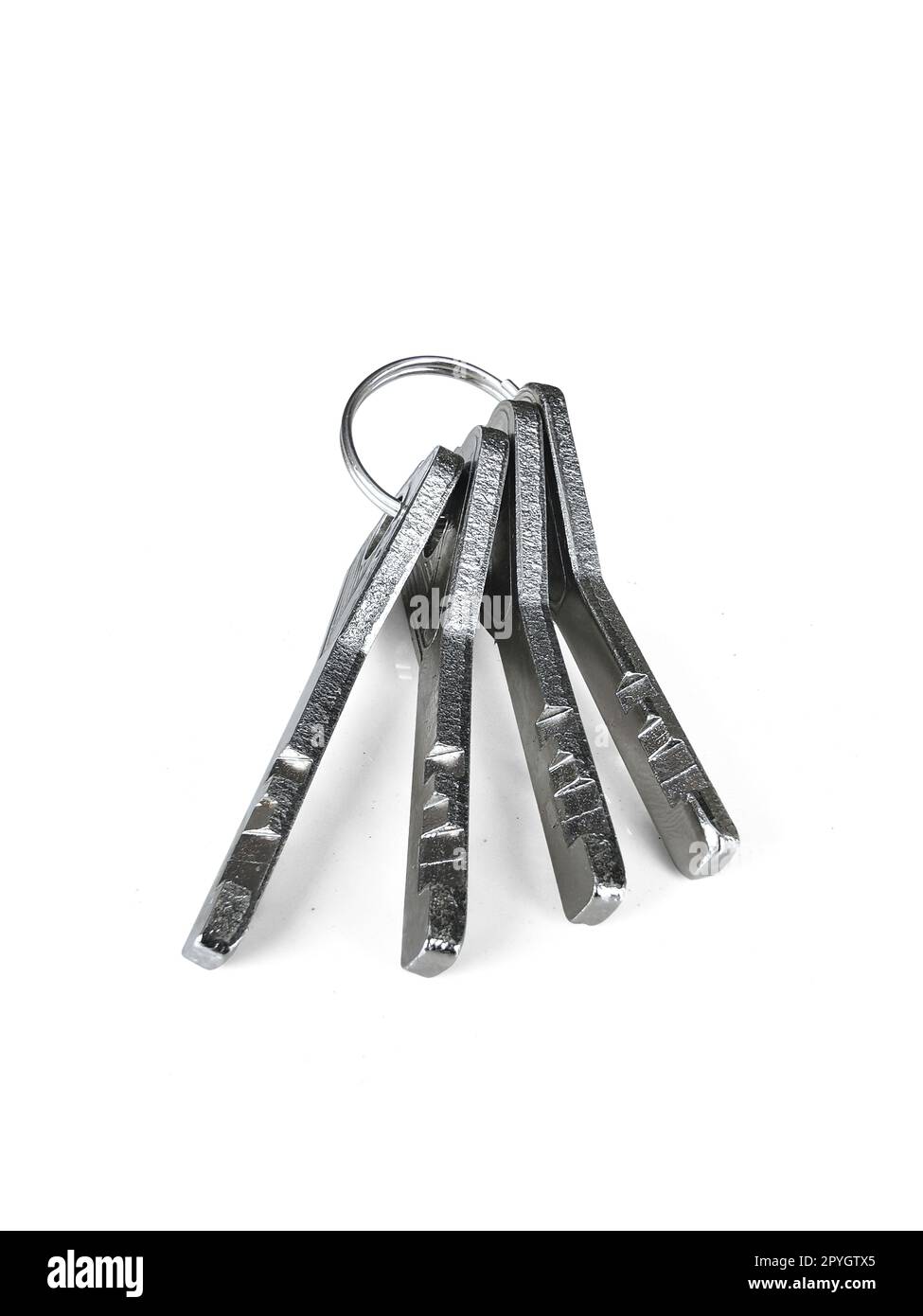 Silver key isolated on white background Stock Photo - Alamy