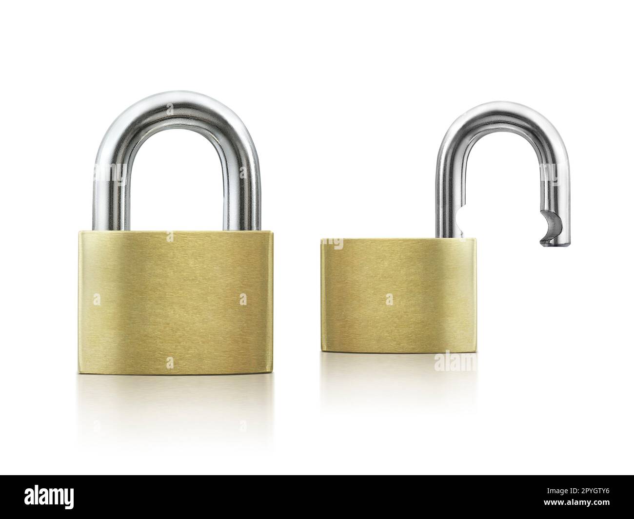 Locked and unlocked Padlock. isolated on white background Stock Photo ...