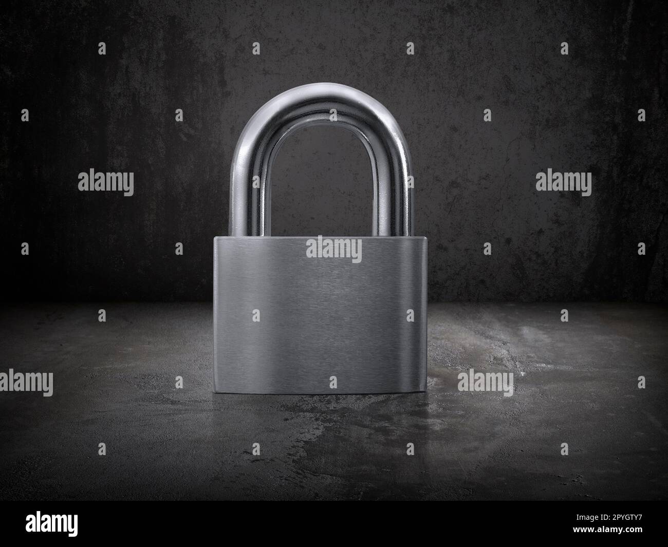 Locked Padlock on Cement floor and concrete old Wall Background Stock ...