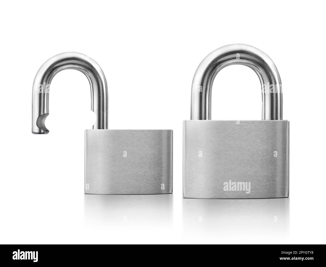 Locked and unlocked Padlock. isolated on white background Stock Photo ...