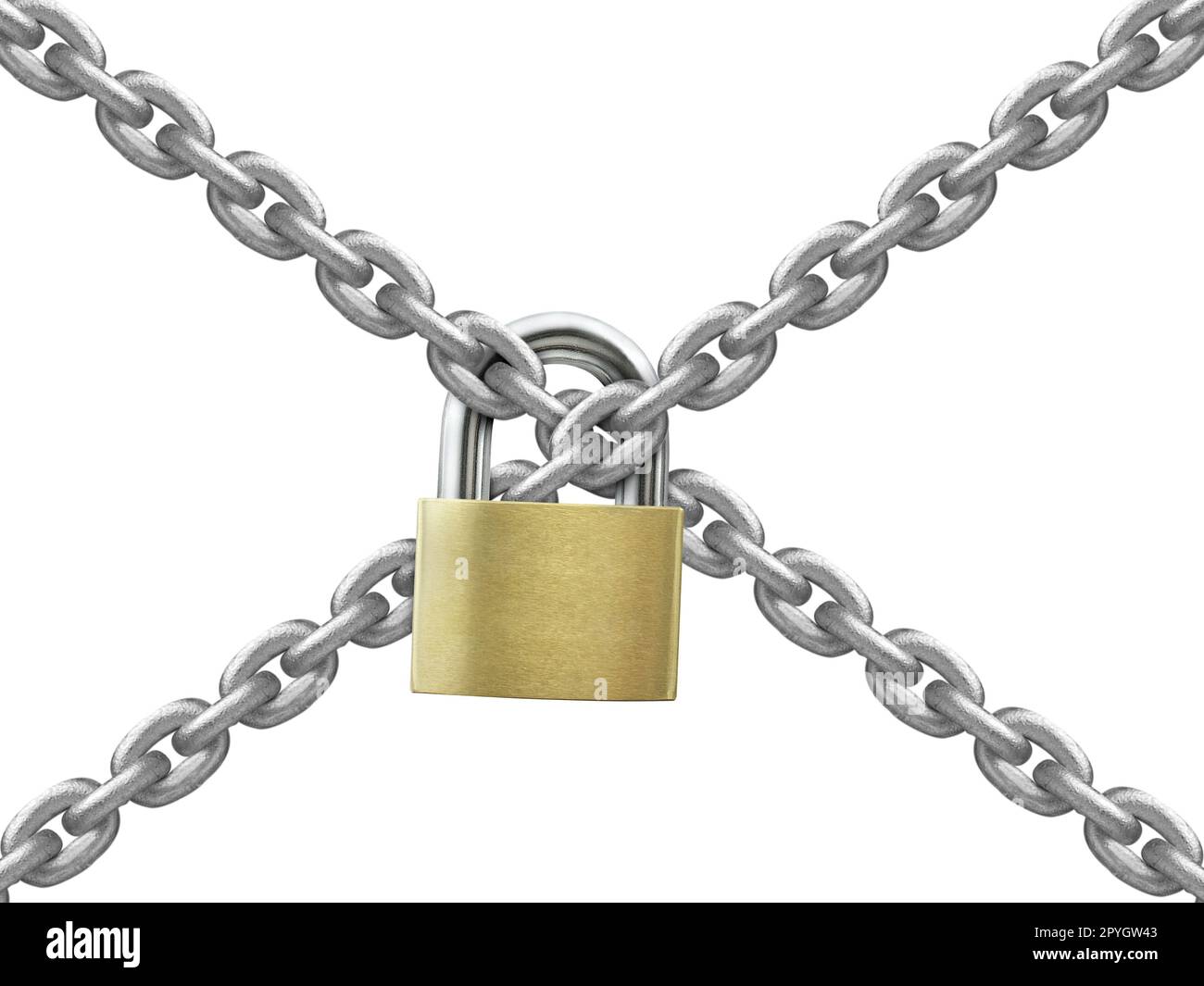 The gray metal chain and padlock on white background Stock Photo - Alamy