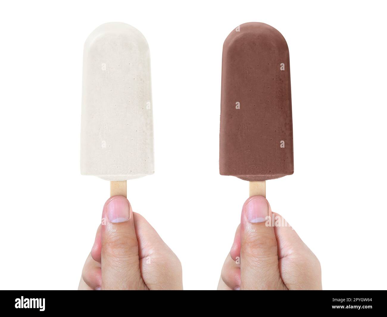 Hands holding ice cream isolated on white background Stock Photo - Alamy