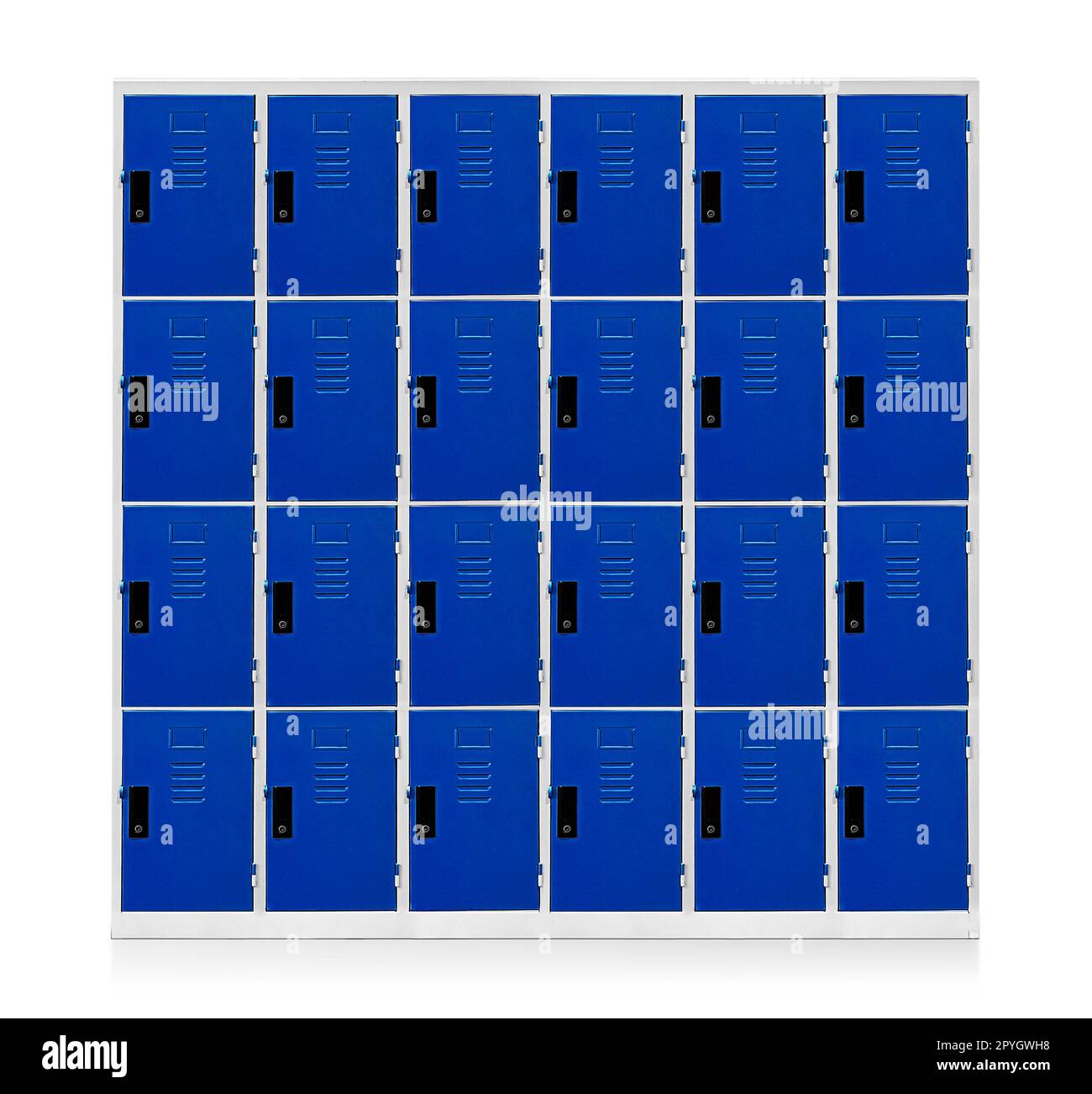 close up on blue lockers in gym. isolated on white background Stock ...