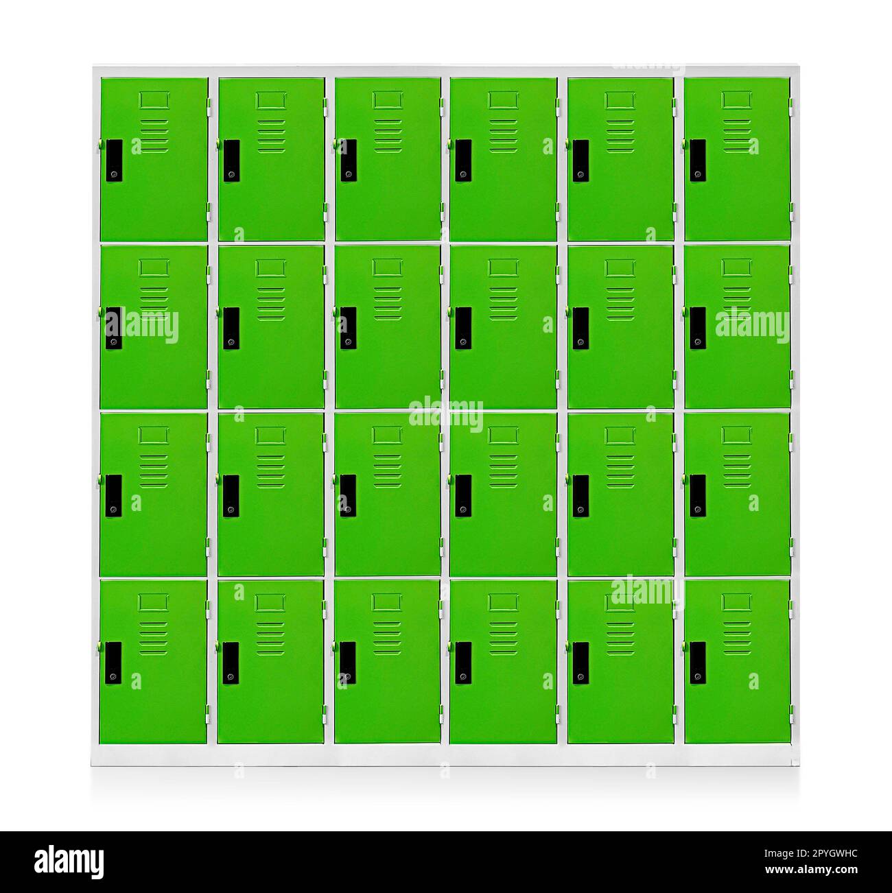 close up on green lockers in gym. isolated on white background Stock ...