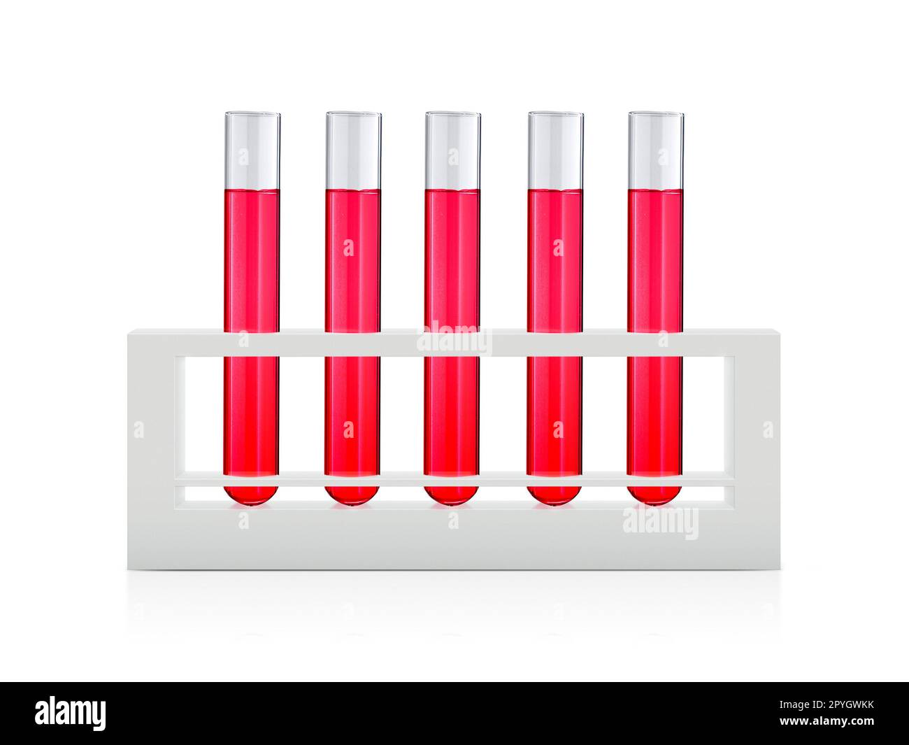 Red liquids in test tubes isolated over white background Stock Photo ...