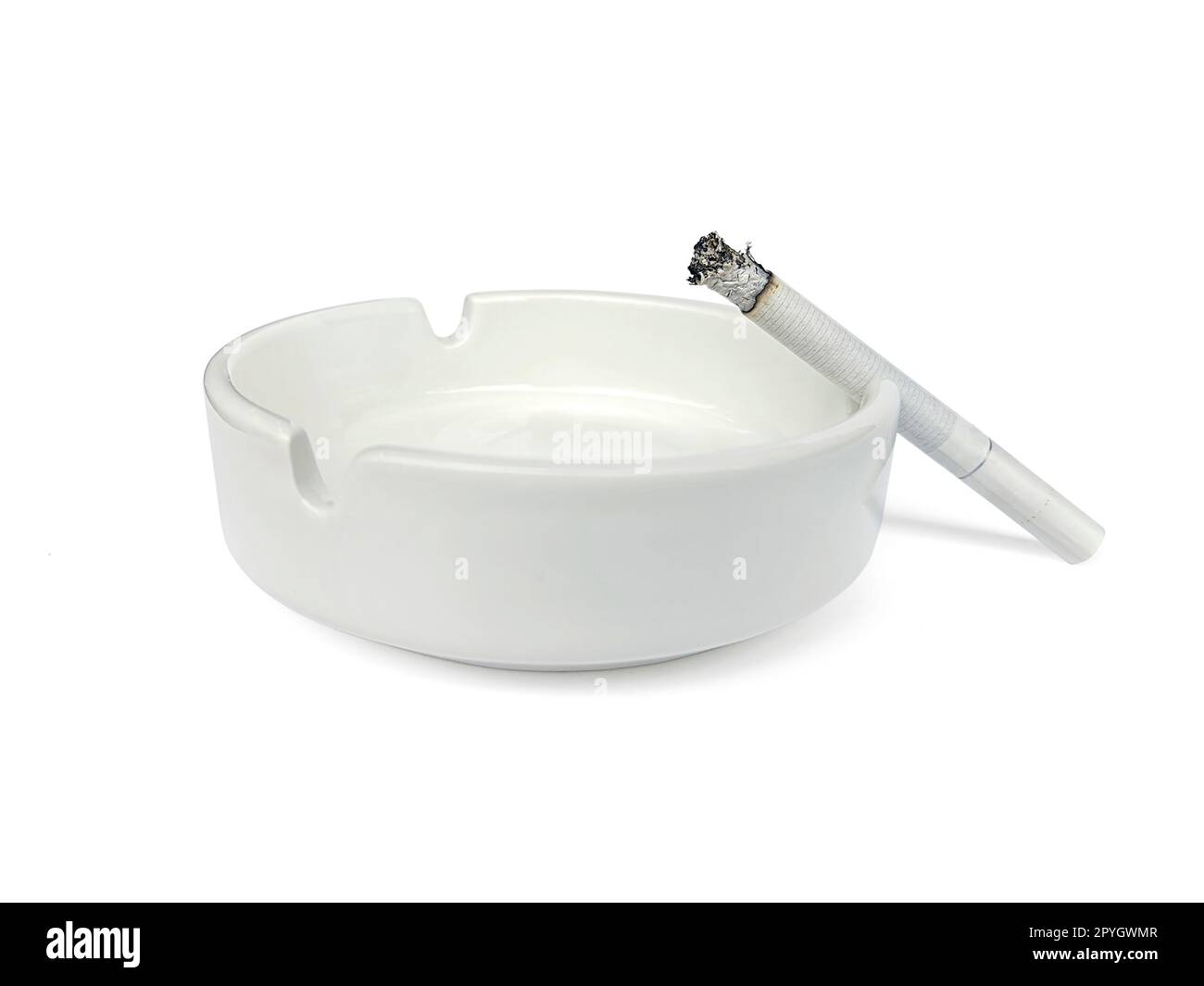 White ashtray and cigarette isolated on white background Stock Photo ...