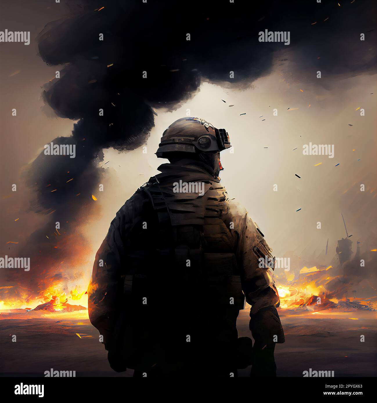 War soldier scene Stock Photo - Alamy