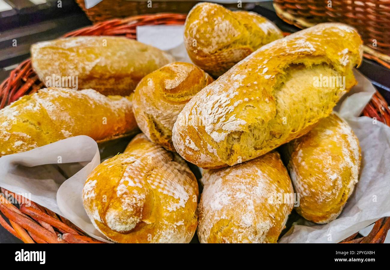 Rolls baguettes cakes and other pastries in Chedraui Supermarket Mexico ...