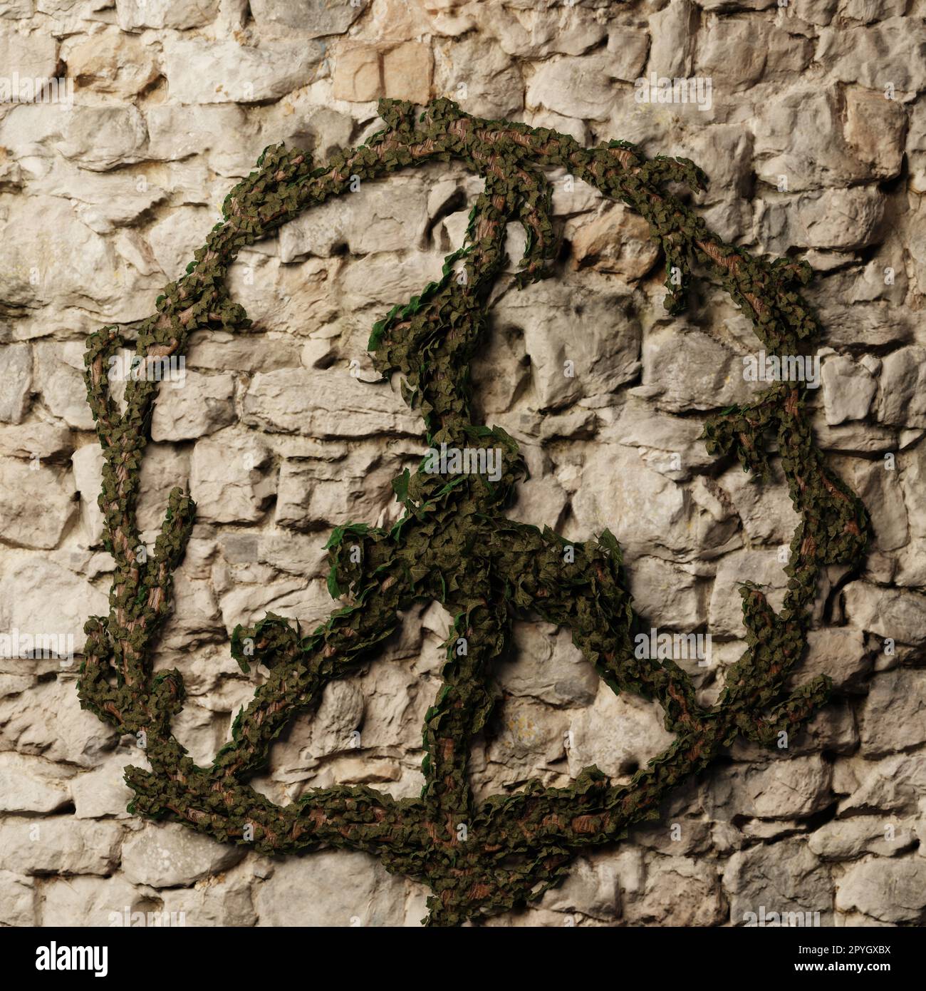 Ivy plant as a peace sign on a rustic stone wall Stock Photo - Alamy