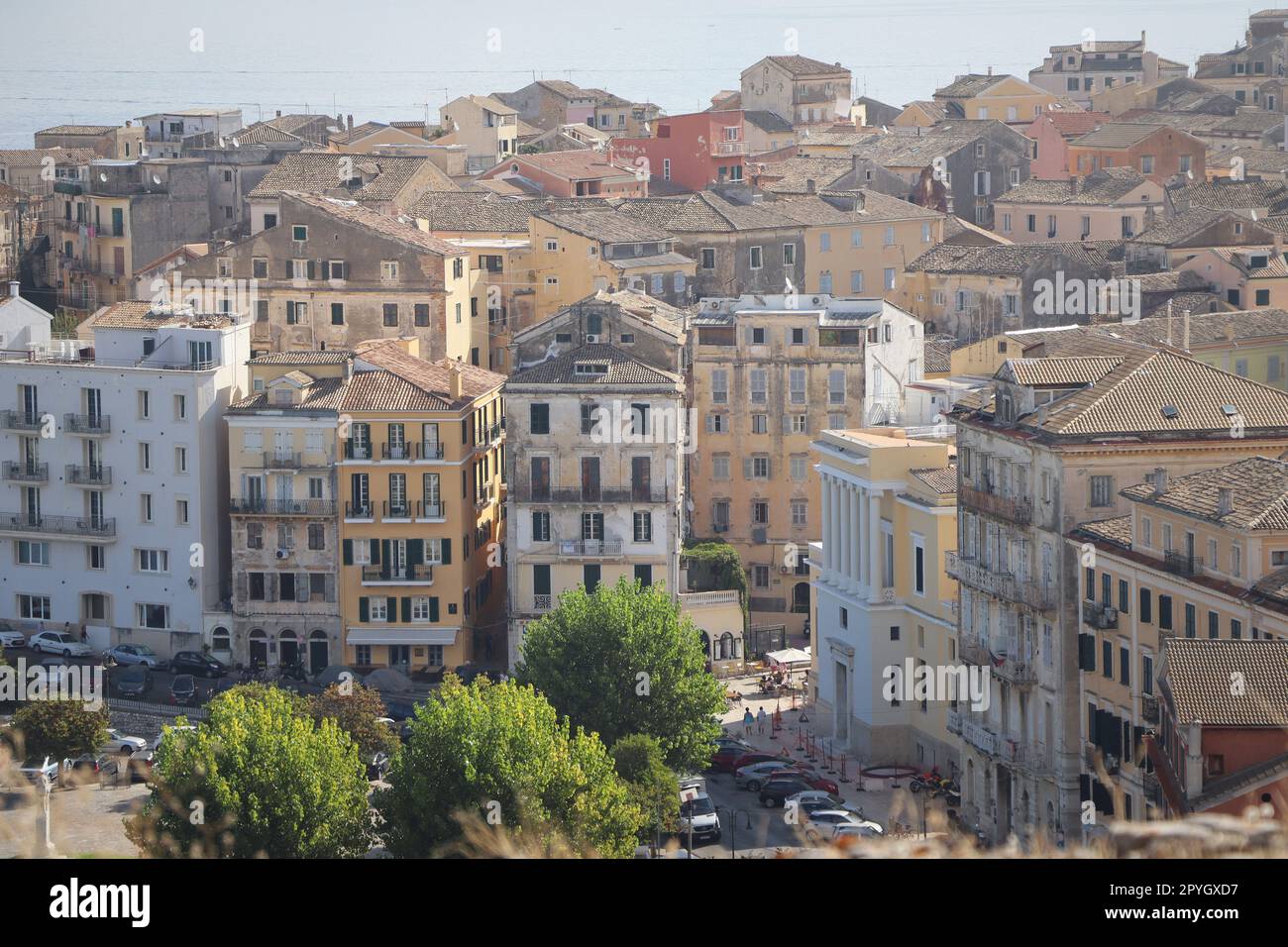 Panoramic view of Kerkyra, capital of Corfu island, Greece Stock Photo ...