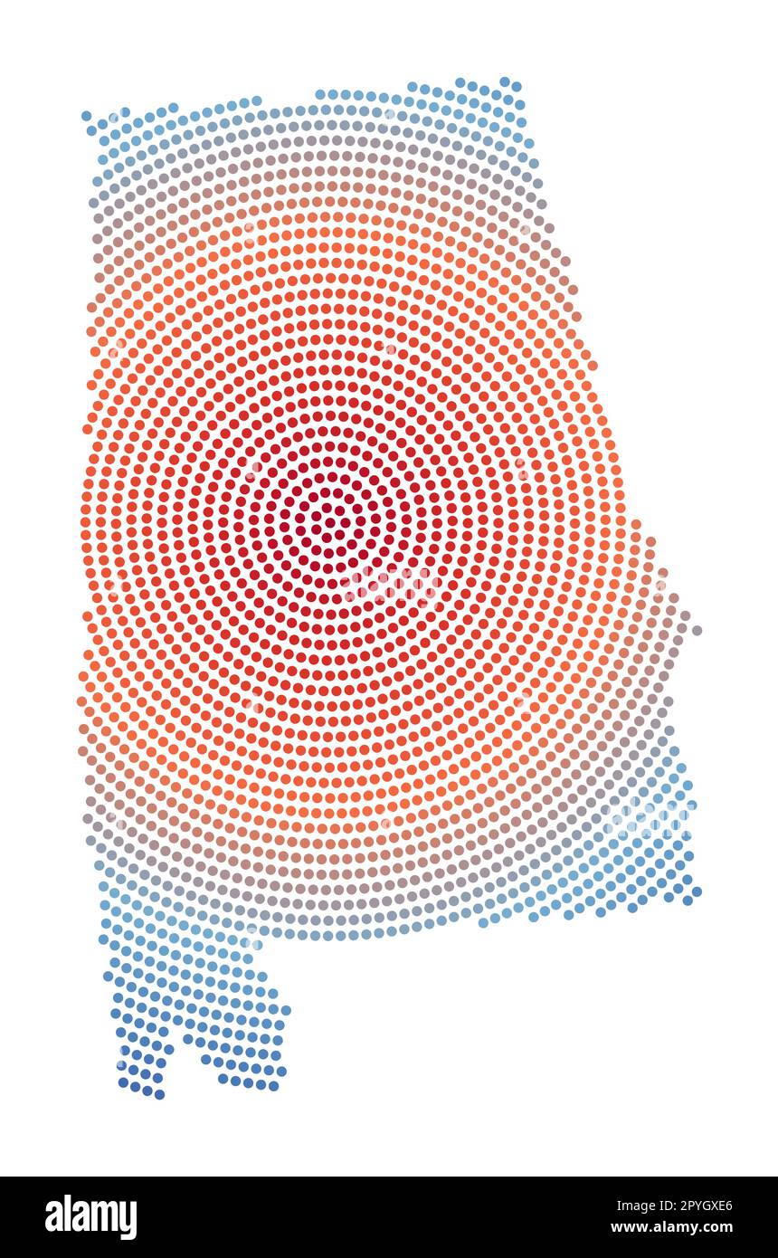 Alabama dotted map. Digital style shape of Alabama. Tech icon of the US ...