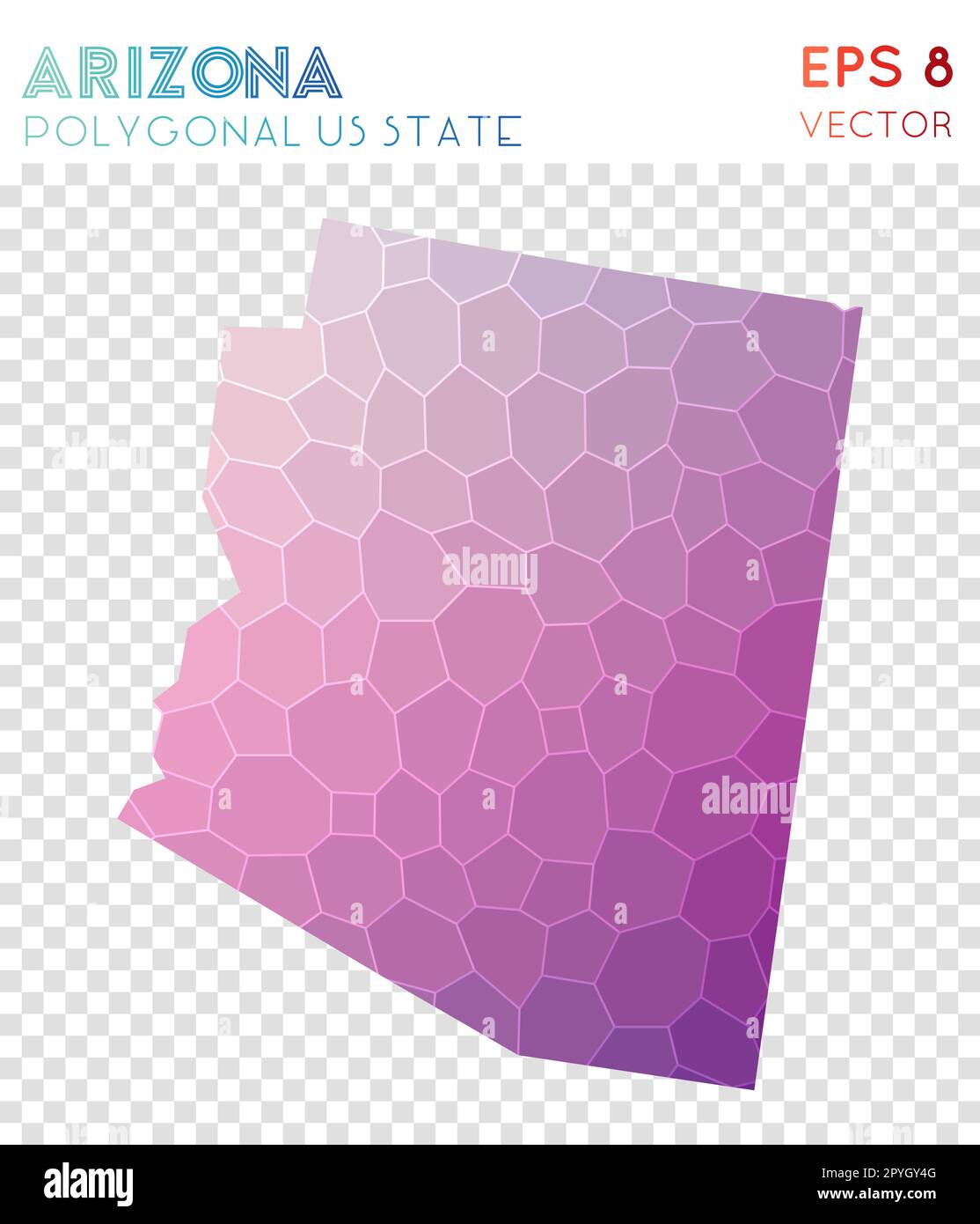 Arizona polygonal map, mosaic style US state. Splendid low poly style ...