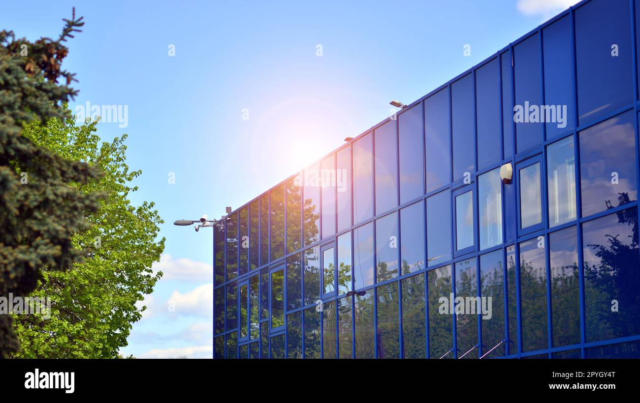 Abstract fragment of contemporary architecture, walls made of glass and ...