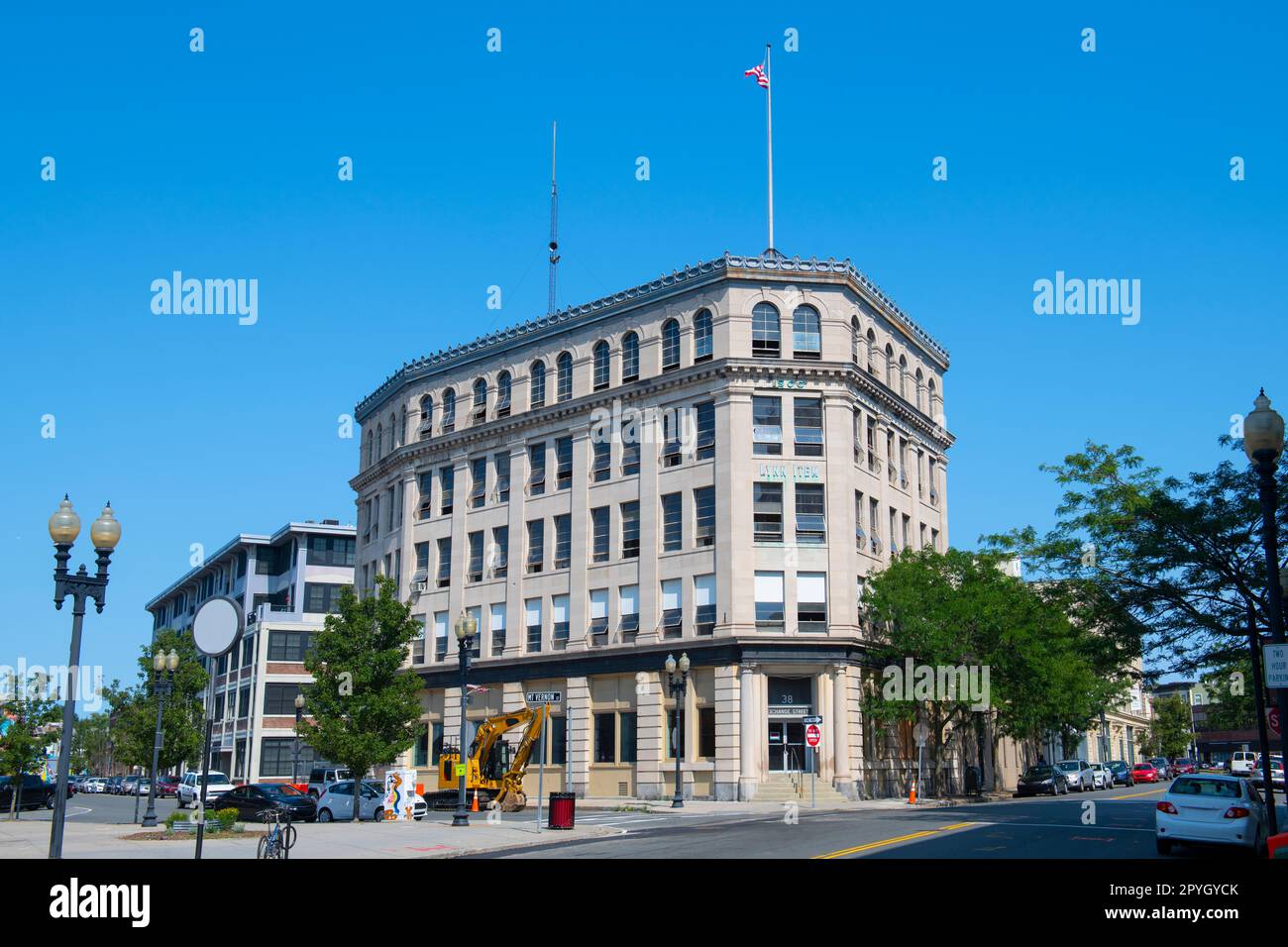 Historic commercial buildings on Exchange Street at Mt Vernon Street in ...