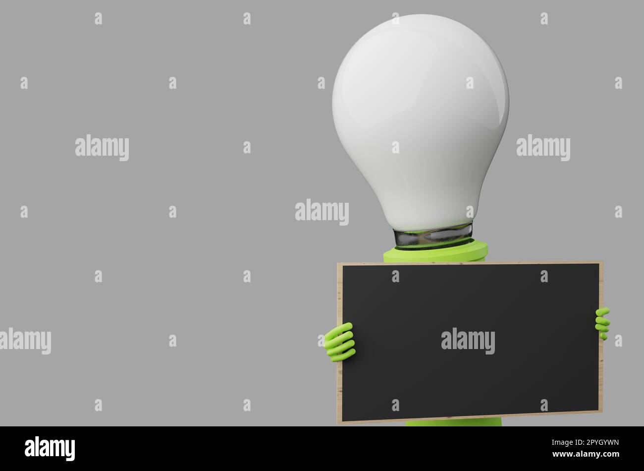 A light bulb with an empty blackboard and space for your text on a grey ...